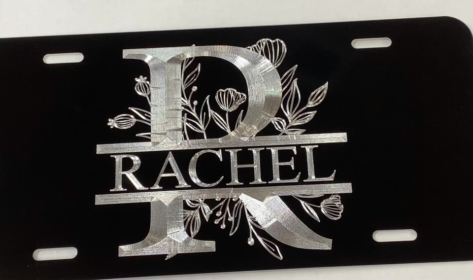 Custom YOUR Name Engraved Monogram Car Tag Diamond Etched Metal License ...