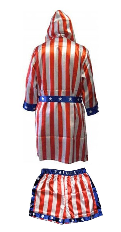 Rocky Balboa Movie Cosplay Boxing Robe Shorts Costume Set American Flag ...