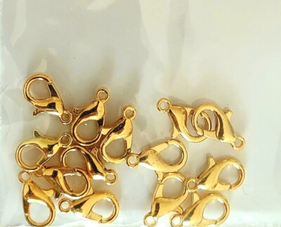 14pcs Golden Lobster Claw Clasp Jewelry Brass Clamps for DIY Craft ...