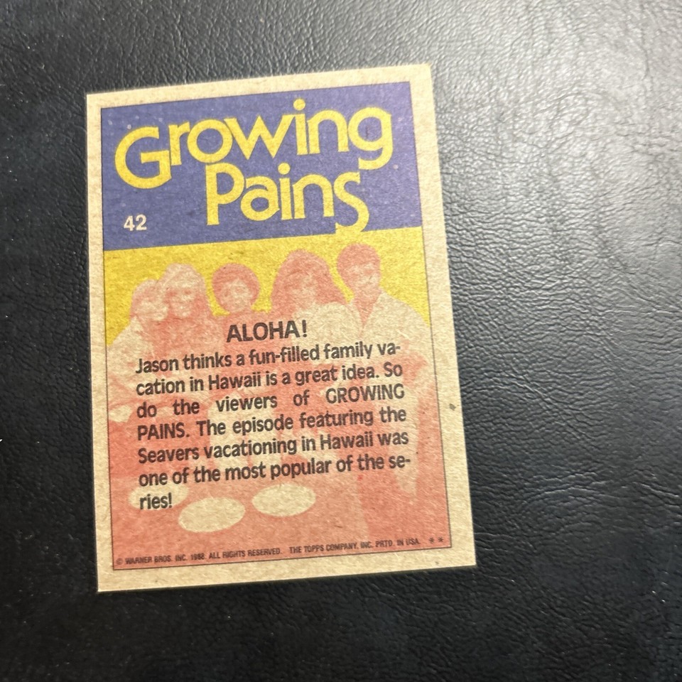 Jb14 Growing Pains 1988 Topps #40 Aloha Family Kirk Cameron Mike Seaver ...