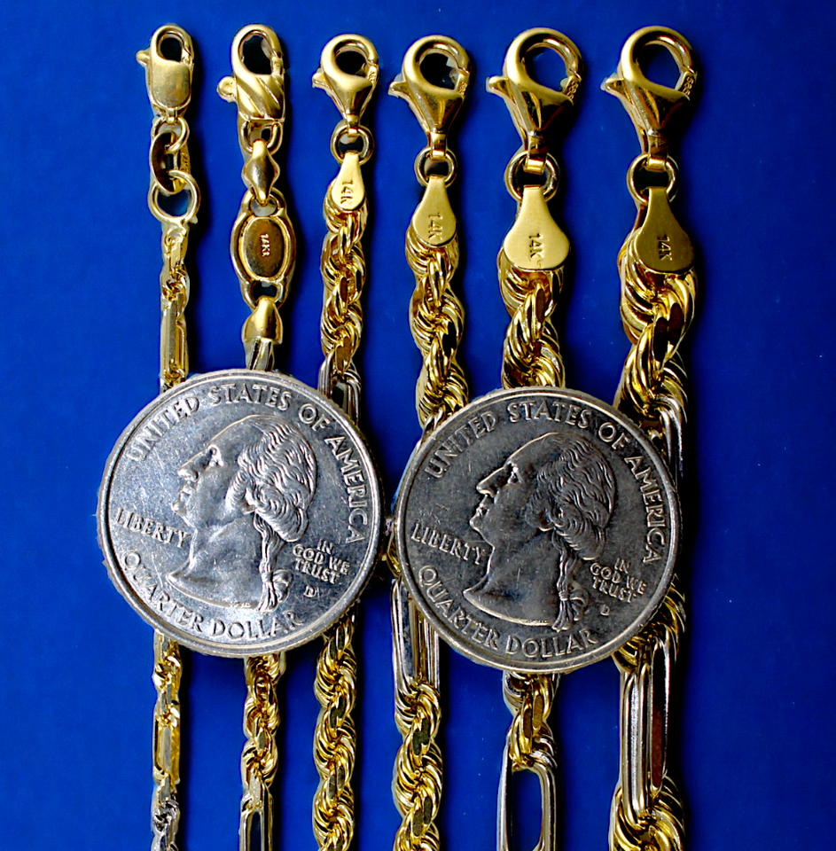 14K Two Tone Gold SOLID Milano Figaro Rope Chain Necklace Diamond Cut ...