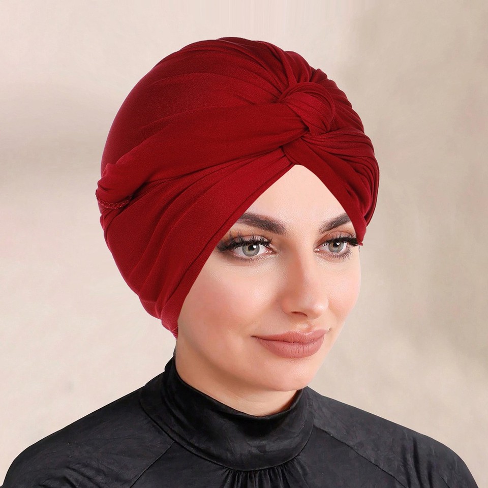 Pleated Knot Turban for Women Head Cover Chemo Cap Indian Wrap Hair ...