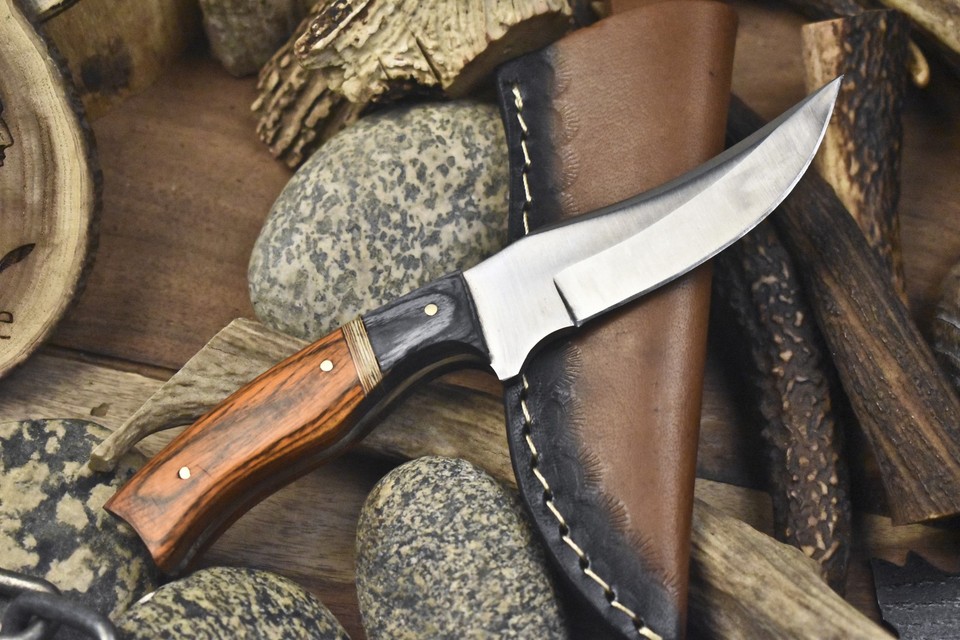 Ashen Edge Hand Forged Handmade Skinner Knife AUS-8 Steel Hard Wood ...
