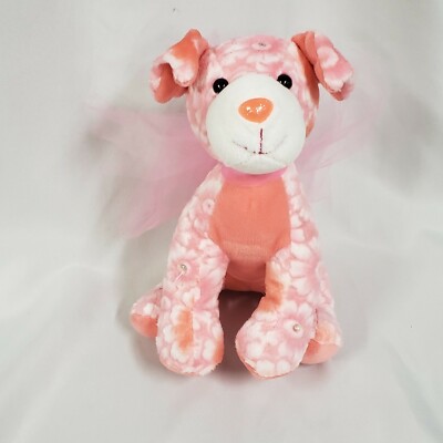 Toys R Us Stuffed Plush Pink Flower Rhinestone Stuffed Plush Puppy Dog ...