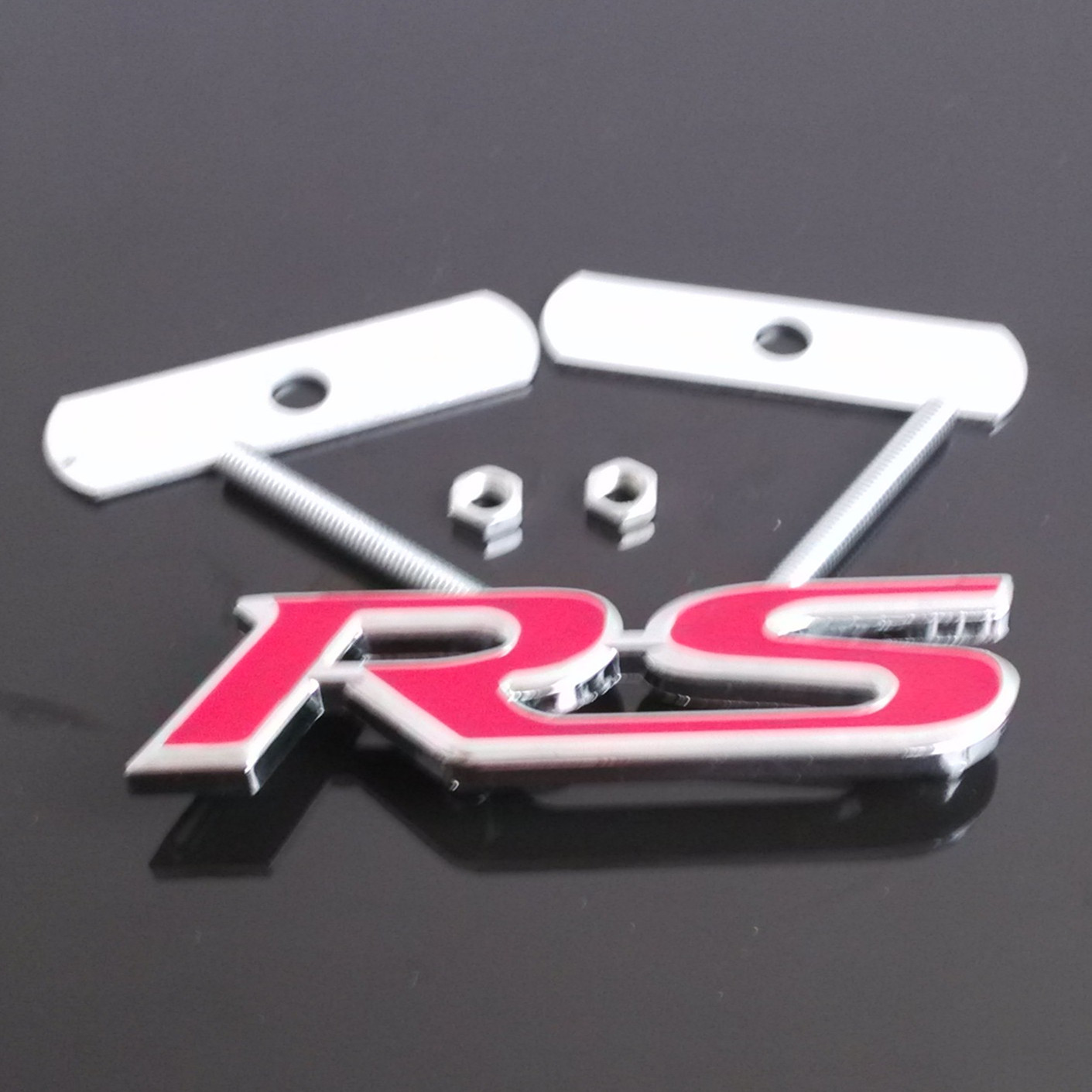 Car Suv 3D Metal Bumpers Door Exterior Badge Emblem Decals Red RS Logo ...