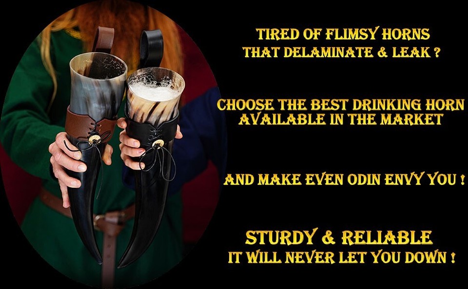 Viking Horn Mug Drinking Beer Ale Medieval Cup Game Tankard Wine Mead ...