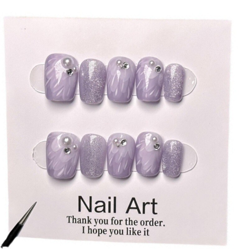 Taro Nail Artificial purple Manicure Wearable Nails Reusable Nails ...