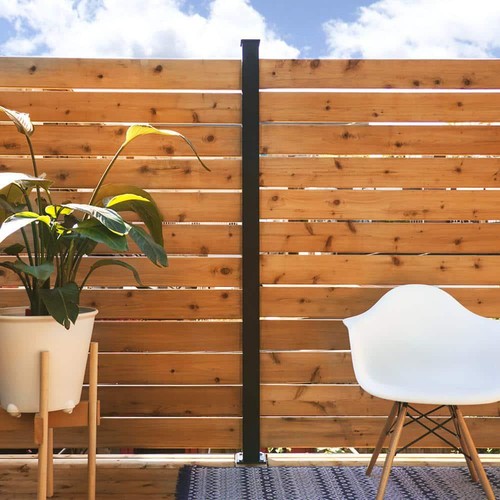 Fence Line Post Kit and Hardware 73" x 3" x 3" Surface Mounted Black ...