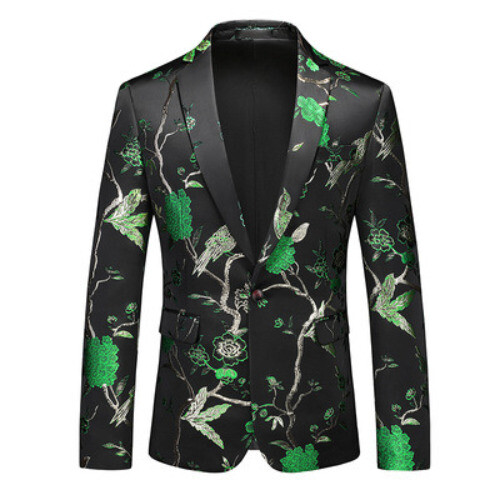 Party Mens Blazers Short Coat Jacket Formal Dress One Button Floral ...
