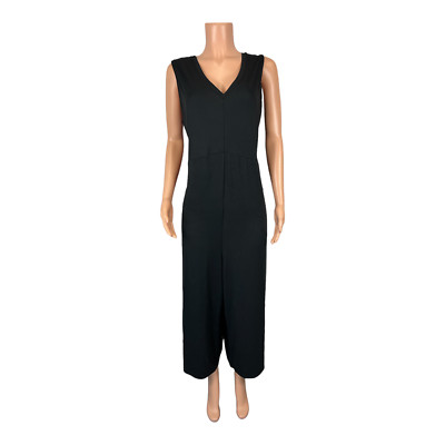 Cuddl Duds Women's Flexwear V-Neck Wide Leg Jumpsuit Solid Black Large ...