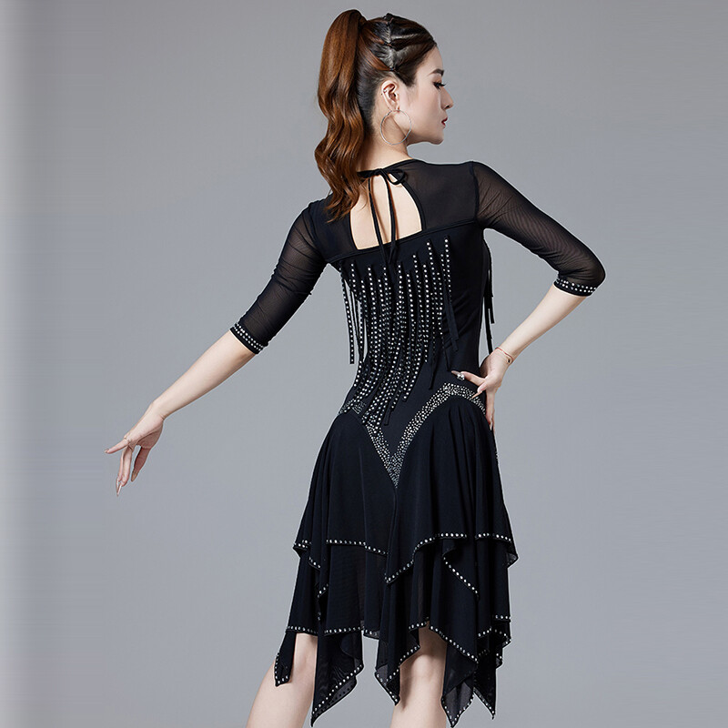 Latin Ballroom Dance Dress Modern Salsa Waltz Standard Long Dress#J072 ...