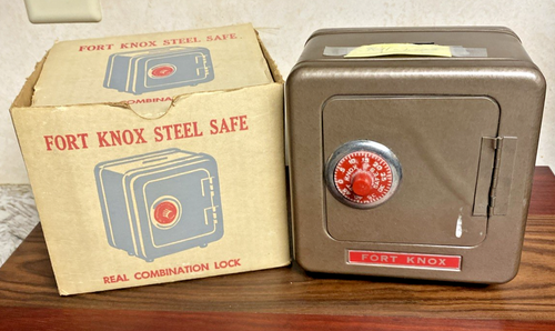 Vintage Fort Knox Metal Safe Superior Toy Combination Coin Piggy Bank ...