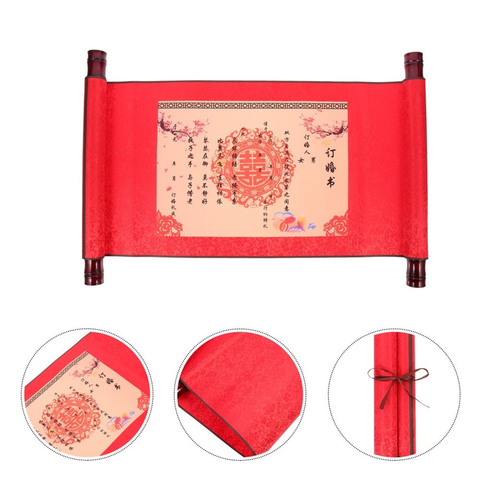 Marriage Contract Writing Scroll Chinese Traditional Wedding Invitation ...
