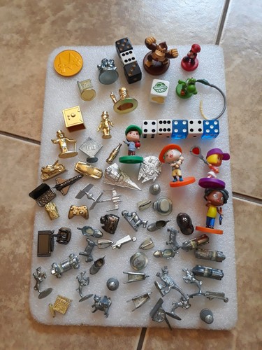 Monopoly Tokens 61 Pieces and 9 Dice-- Deluxe/Vintage/A. Crossing/SW ...