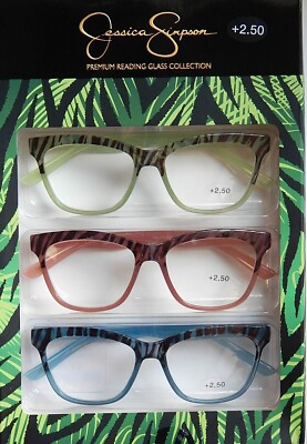 JESSICA SIMPSON 3-PACK PREMIUM READING GLASSES READERS +1.50+2.00+2.50 ...