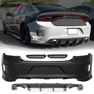 Fits 15-23 Dodge Charger Rear Bumper Cover Conversion V2 Style Diffuser ...