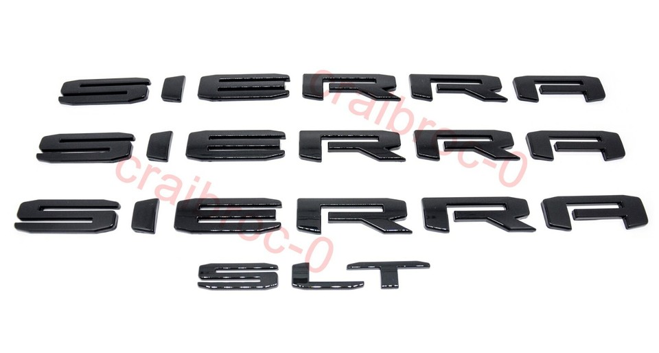 4PCS Gloss Black 2019 - 2025 GMC SIERRA 1500 SLT Letters Emblem ...