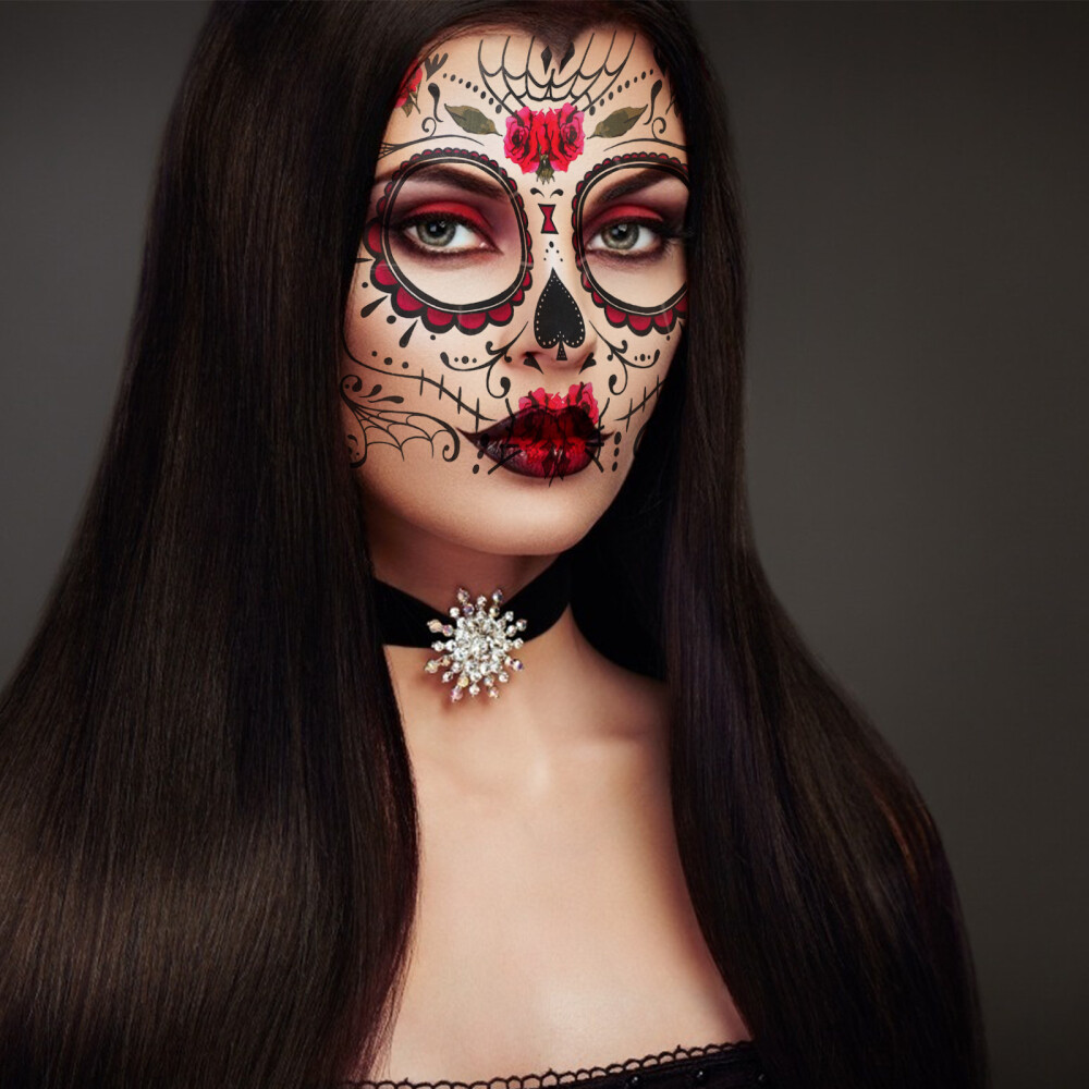 10 Sheets Halloween for Kids Skeleton Skull Face Sticker Stickers Prank ...