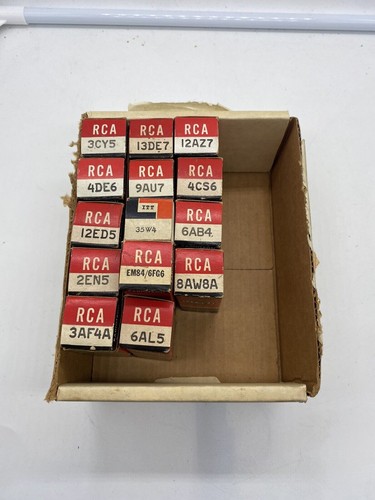 Lot Of 14 Electronic Tubes RCA NEW(3CY5,4DE6,2EN5,6AL5,6AB4,4CS6,9AU7 ...