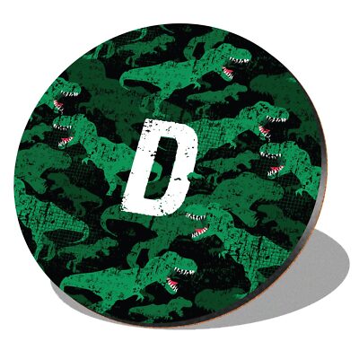 1 x Round Coaster - Letter D TRex Dinosaur Tyrannosaurus Texture ...