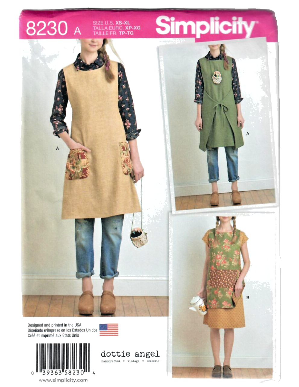 Simplicity 8230 Misses Dottie Angel Apron Dress Tabard Frock Sewing ...