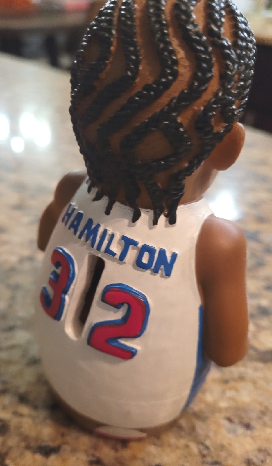 RARE "RIP" HAMILTON #32 DETROIT PISTONS BOBBLEHEAD BANK -WIDE BODY-HARD ...