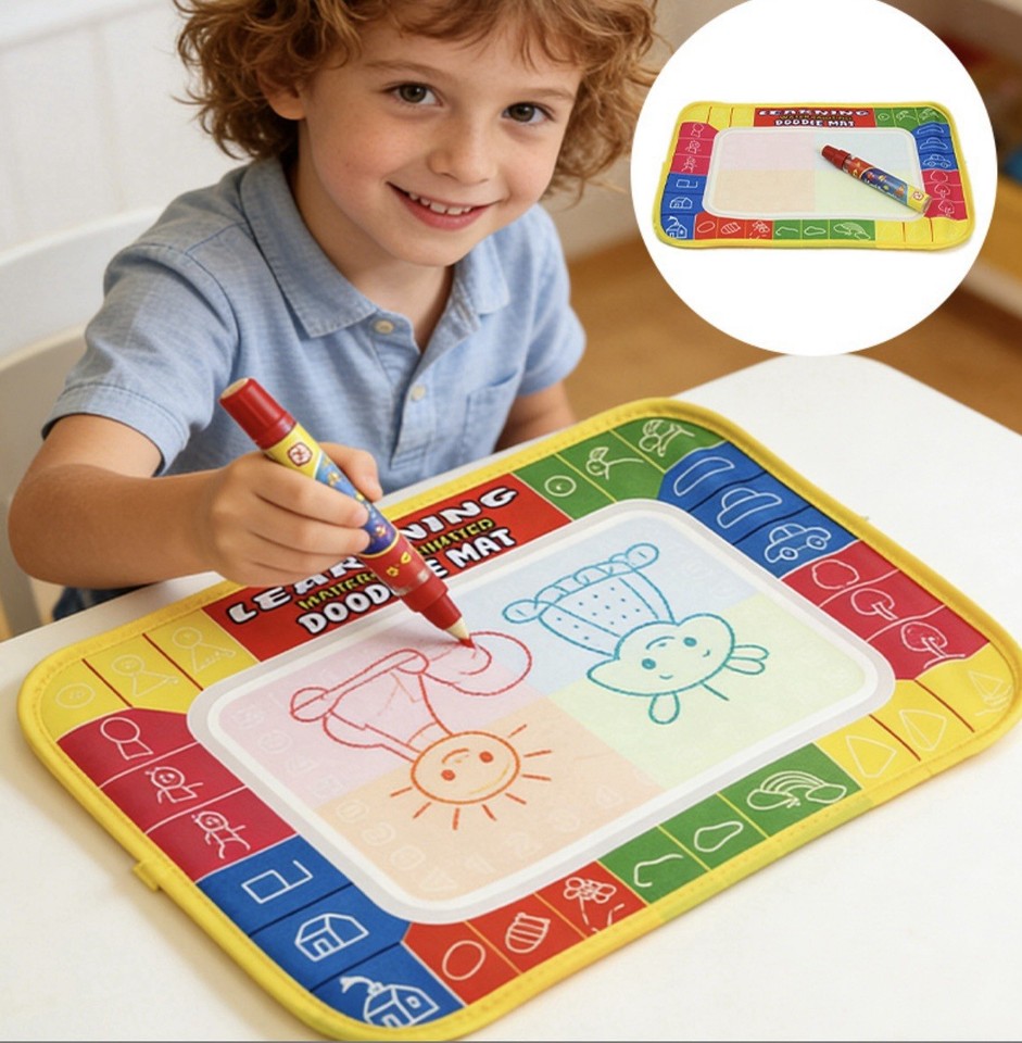 Water Doodle Mat with Pen 29x19cm Reusable Drawing Coloring Pad Travel ...