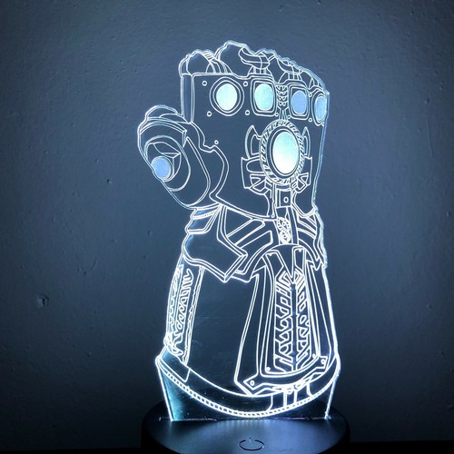 INFINITY GAUNTLET THANOS GLOVE 3D Night Light LED 7 Colour Touch Table ...