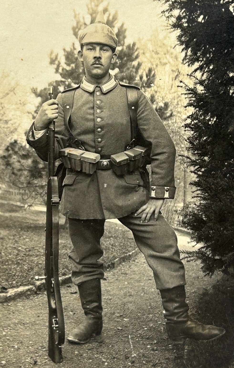 WW1 German Original Cabinet Photo of a Soldat w/ Gear, Rifle ...