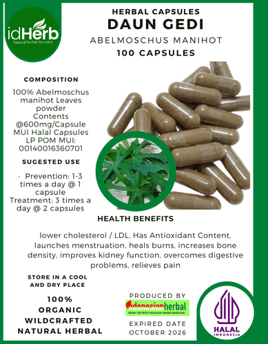 [idHerb] 100-1000 CAPSULES DAUN GEDI Abelmoschus Manihot NATURAL HERBAL ...