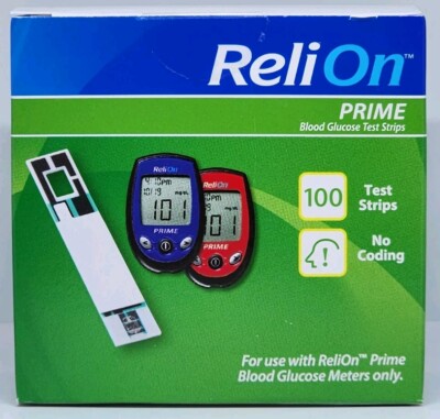 ReliOn Prime Blood Glucose Test Strips - 100 Count New in Box Exp. 08 ...