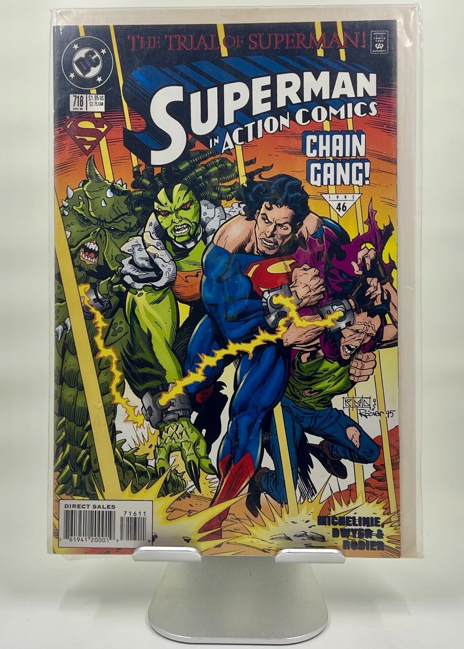 Action Comics #716 Chain Gang Trial of Superman UPC Newsstand 1995 DC ...