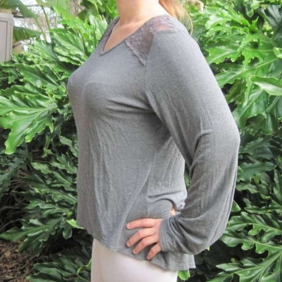 George XL 16 18 Rayon Spandex Floral Lace Comfy Long Sleeve Shirt Top ...