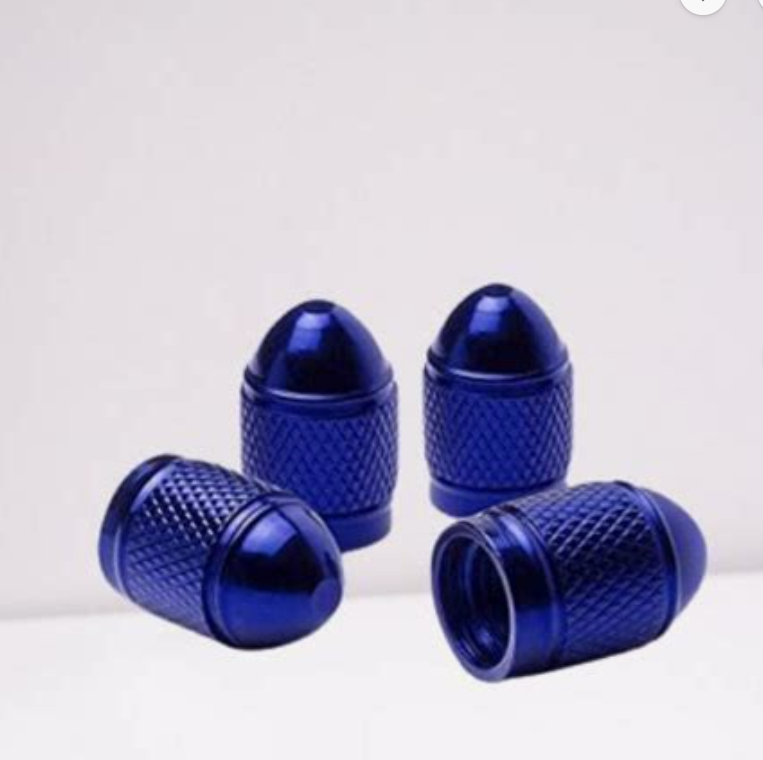 4pcs Victor Blue Aluminum Sport Stripe Automotive Tire Valve Cover Caps ...