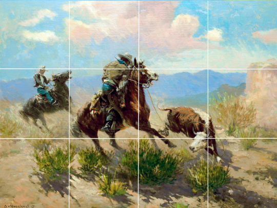 Western Tile Mural Backsplash Rustic Country Multicolour Split Face
