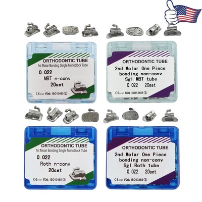 20 Sets Orthodontic Molar Bracket Buccal Tubes Roth MBT 022 1st 2nd ...