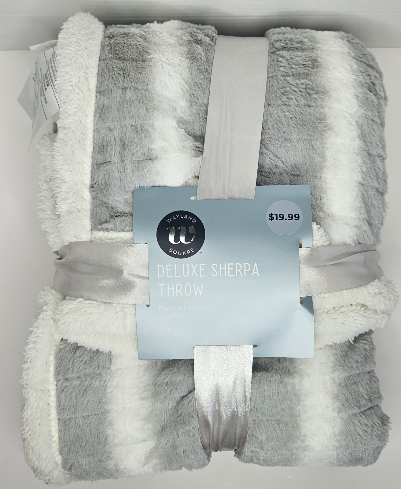 Wayland Square Plush Sherpa Throw Blanket Gray and White Soft Cozy | eBay