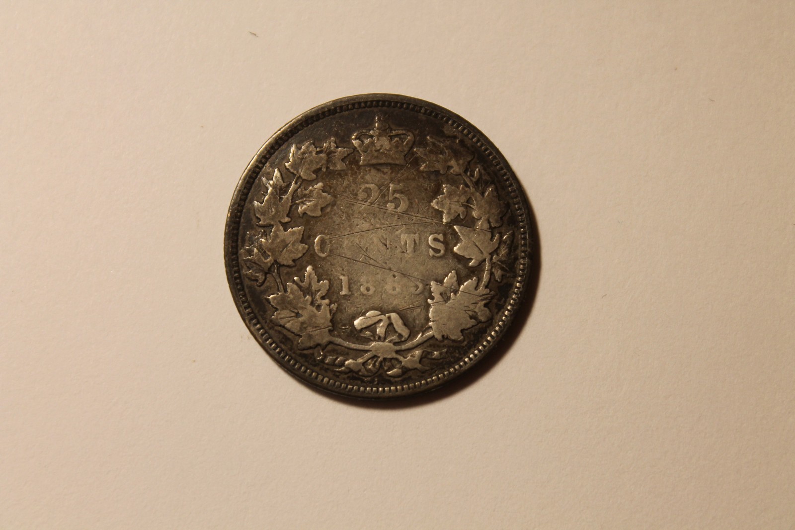 1885 Canada 25 Cents Silver Coin (25C Quarter) Circulated, Free Shipping