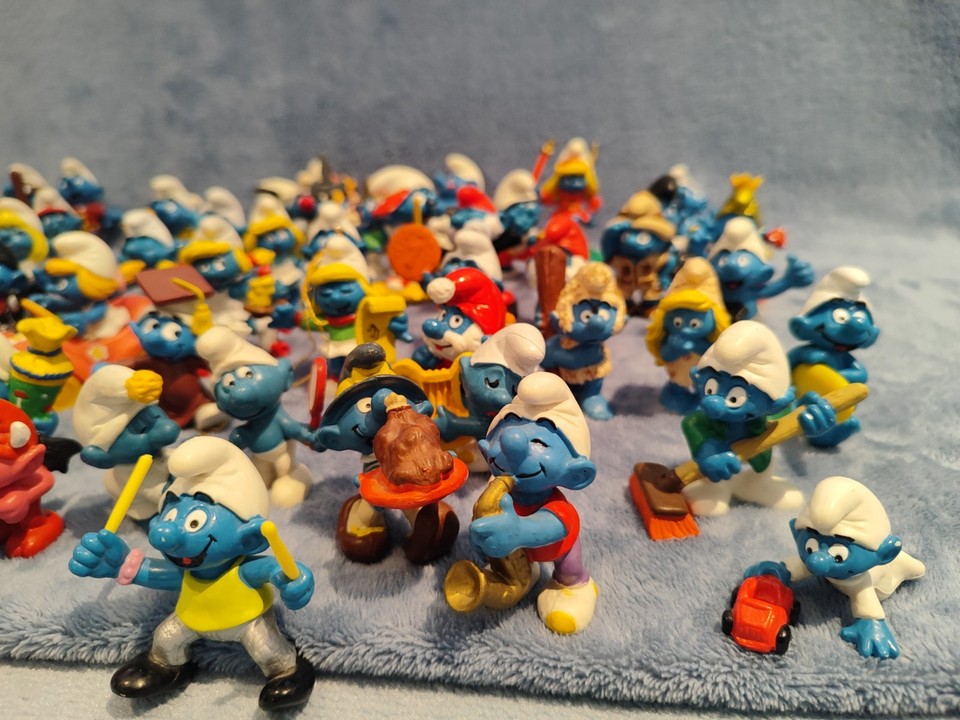 SCHLUMPFSAMMLUNG 9 PEYO 57 SCHLÜMPFE SCHLUMPF KONVOLUT ZUBEHÖR SCHLEICH ...