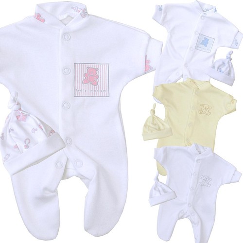 BabyPrem Tiny Premature Baby Clothes Boys Girls Sleepsuit & Hat Set 1 ...