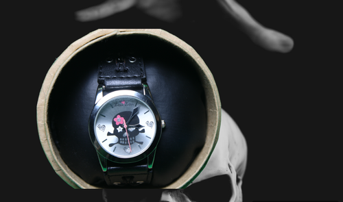 Zou Zou Watch Skull goth punk Pink Flower Glitz Hearts works still in ...