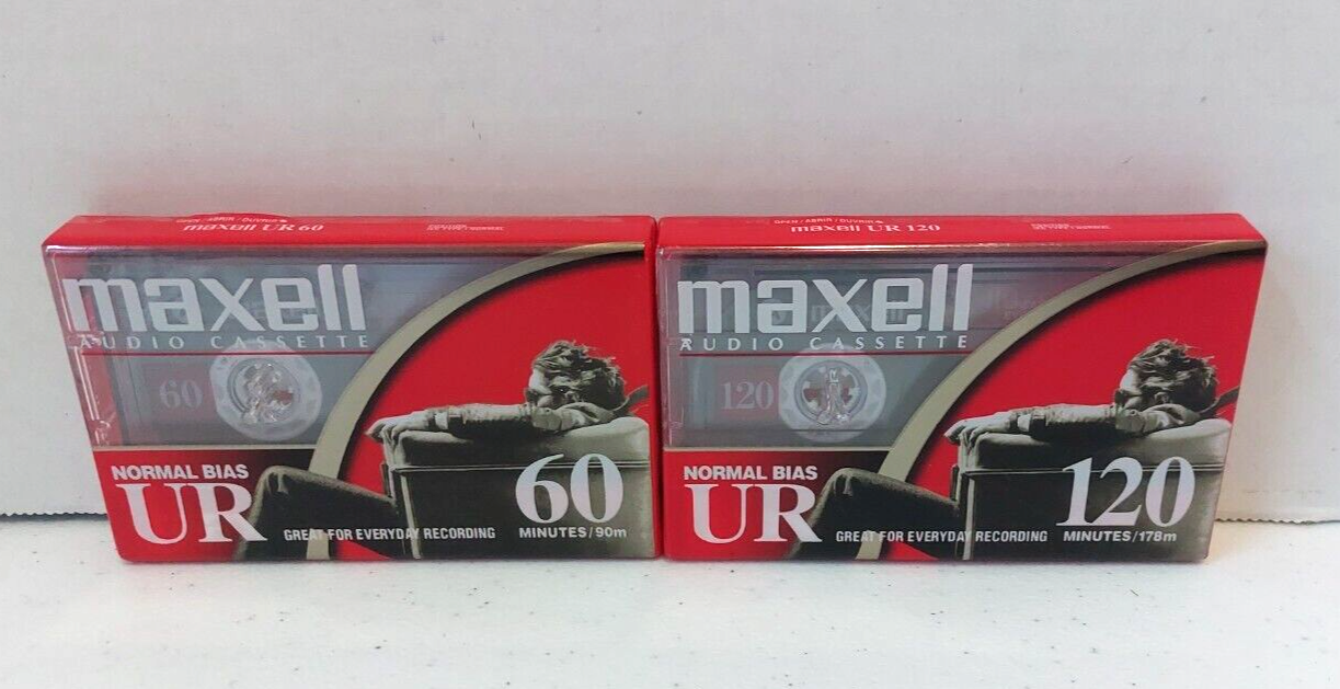 Lot of 2 Maxell UR Normal Bias Blank Audio Cassettes (UR 60 & UR 120 ...
