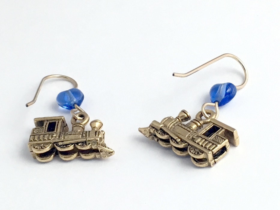 Goldtone Pewter & 14k GF locomotive dangle earrings-train, trains, toy ...