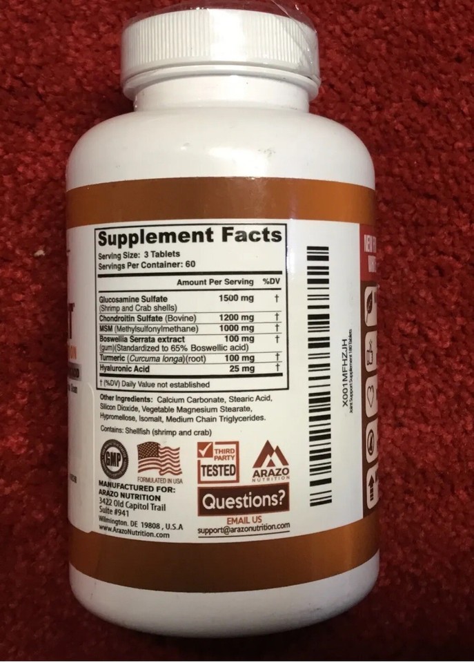 ARAZO NUTRITION JOINT SUPPORT 180 Tabs Exp 1/28 743541728308| eBay