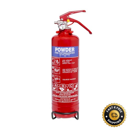 PowerX 1kg ABC Dry Powder Fire Extinguisher, Bracket, Car Taxi Caravan ...