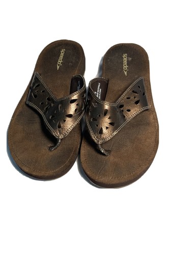 Women’s Flip Flops size 6 thong brown Speedo cute Bronze Sandals Gold ...
