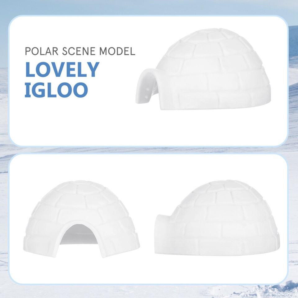 6 Pcs Mini Arctic Animals Figurines Igloo Model Toy Kids Polar Bear ...