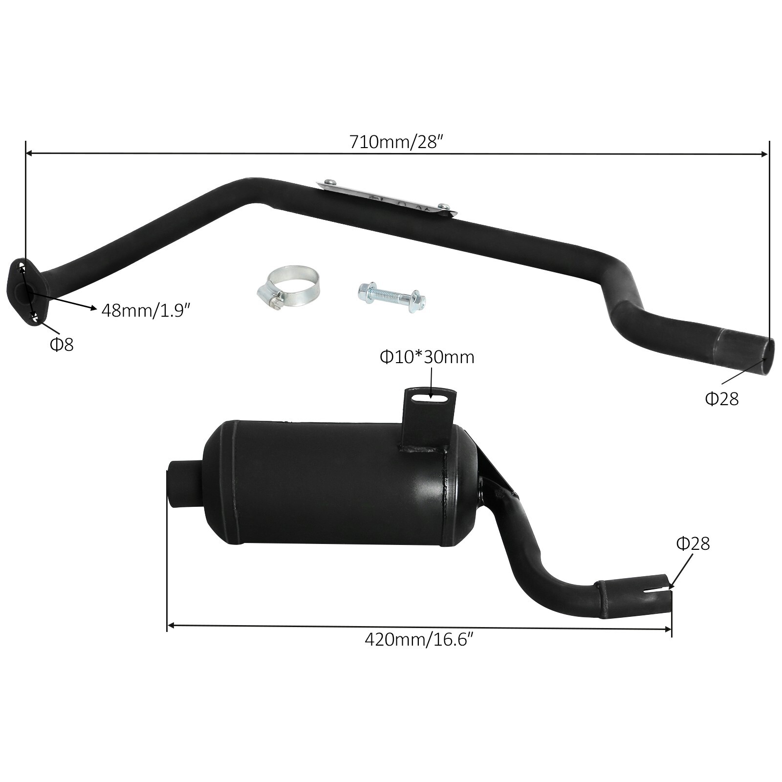 Exhaust Pipe + Muffler GY6 150cc 200cc Quad Dirt Bike ATV Dune Buggy ...