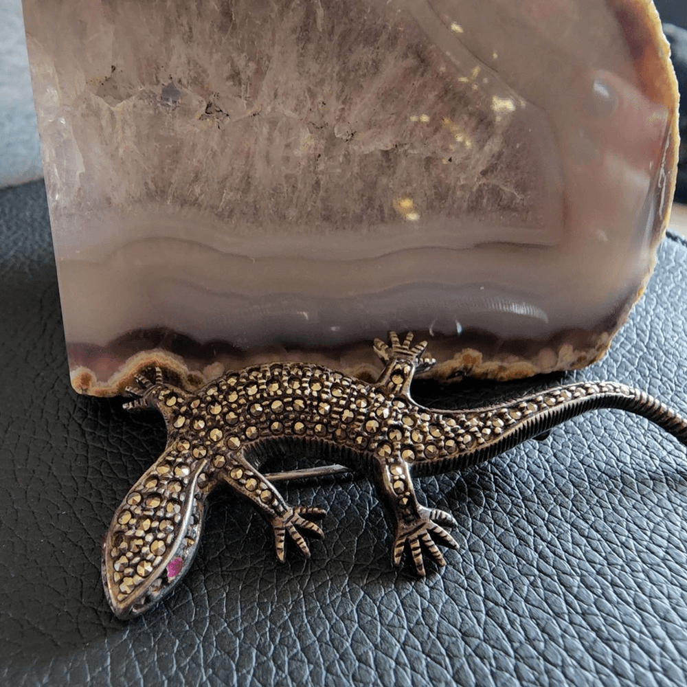 Judith Jack Lizard Brooch - Sterling Silver and Marcasite Lizard Brooch ...