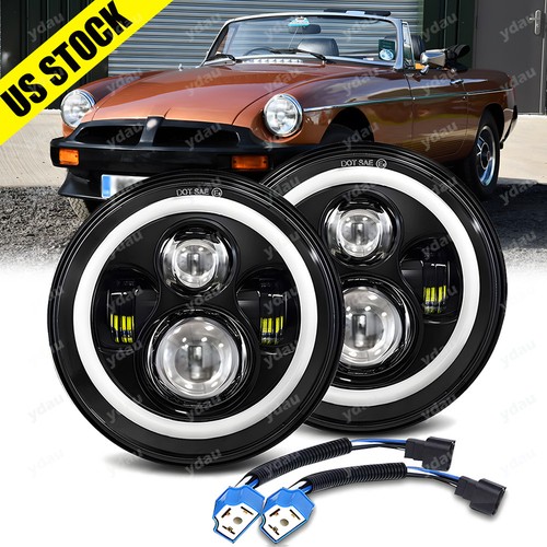 2pcs For MG MGB 1969-1981 7" LED Headlights HI-LO Beam DRL Turn Signal ...